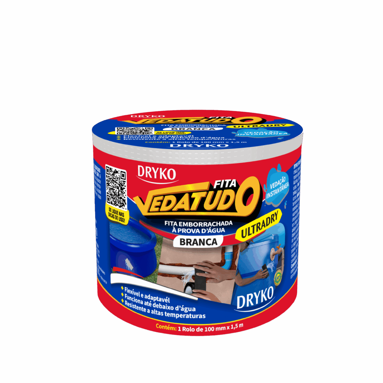 Rollo de Cinta Multiusos Blanca de 10cm x 1.5m. Driko ULTRADRY-BCO ...